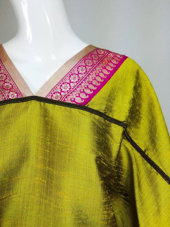 Cleopatra / Broumand Boutique chartreuse raw silk caftan 1960s at 1stDibs