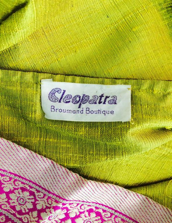 Cleopatra / Broumand Boutique chartreuse raw silk caftan 1960s at 1stDibs