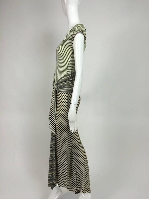 Vintage Jiki Monte Carlo Body Con Striped Asymmetrical Hem Jumpsuit