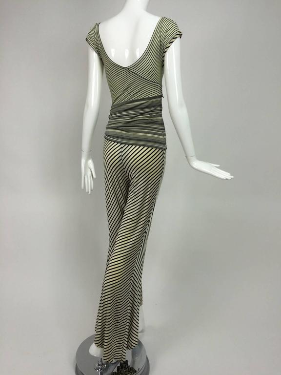 Vintage Jiki Monte Carlo Body Con Striped Asymmetrical Hem Jumpsuit