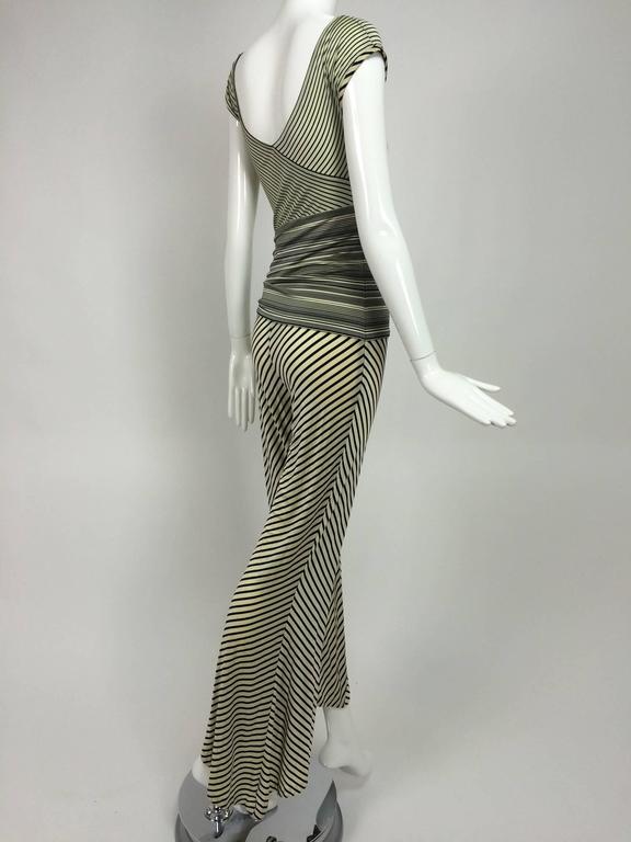 Vintage Jiki Monte Carlo Body Con Striped Asymmetrical Hem Jumpsuit