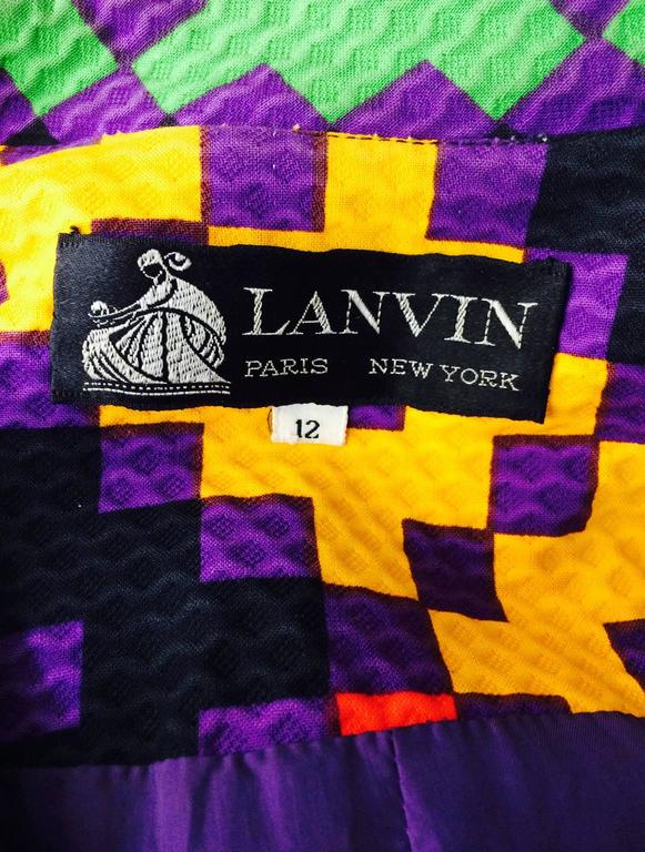 Vintage Lanvin Paris geometric print plisse belted coat 1970s For Sale ...