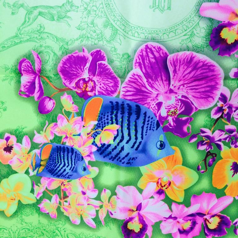 Versace DV Donatella Versace orchid and sea life silk scarf 34" x 34 ...