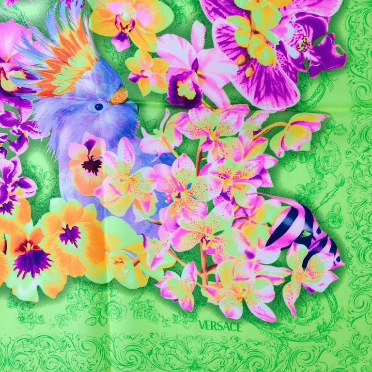 Versace DV Donatella Versace orchid and sea life silk scarf 34" x 34 ...