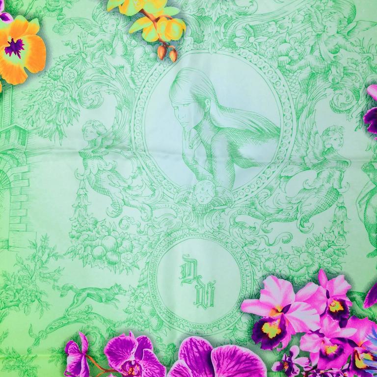 Versace DV Donatella Versace orchid and sea life silk scarf 34" x 34 ...