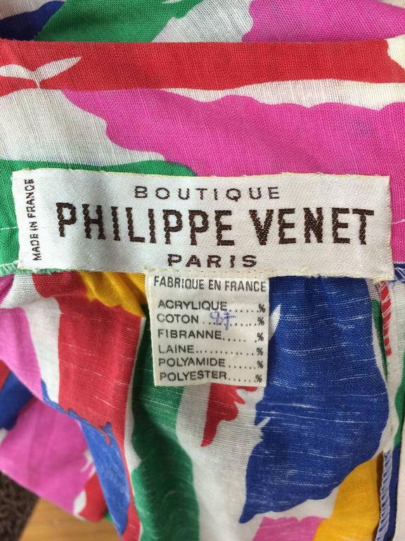 Vintage Philippe Venet Paris printed linen/cotton shift dress 1980s at ...
