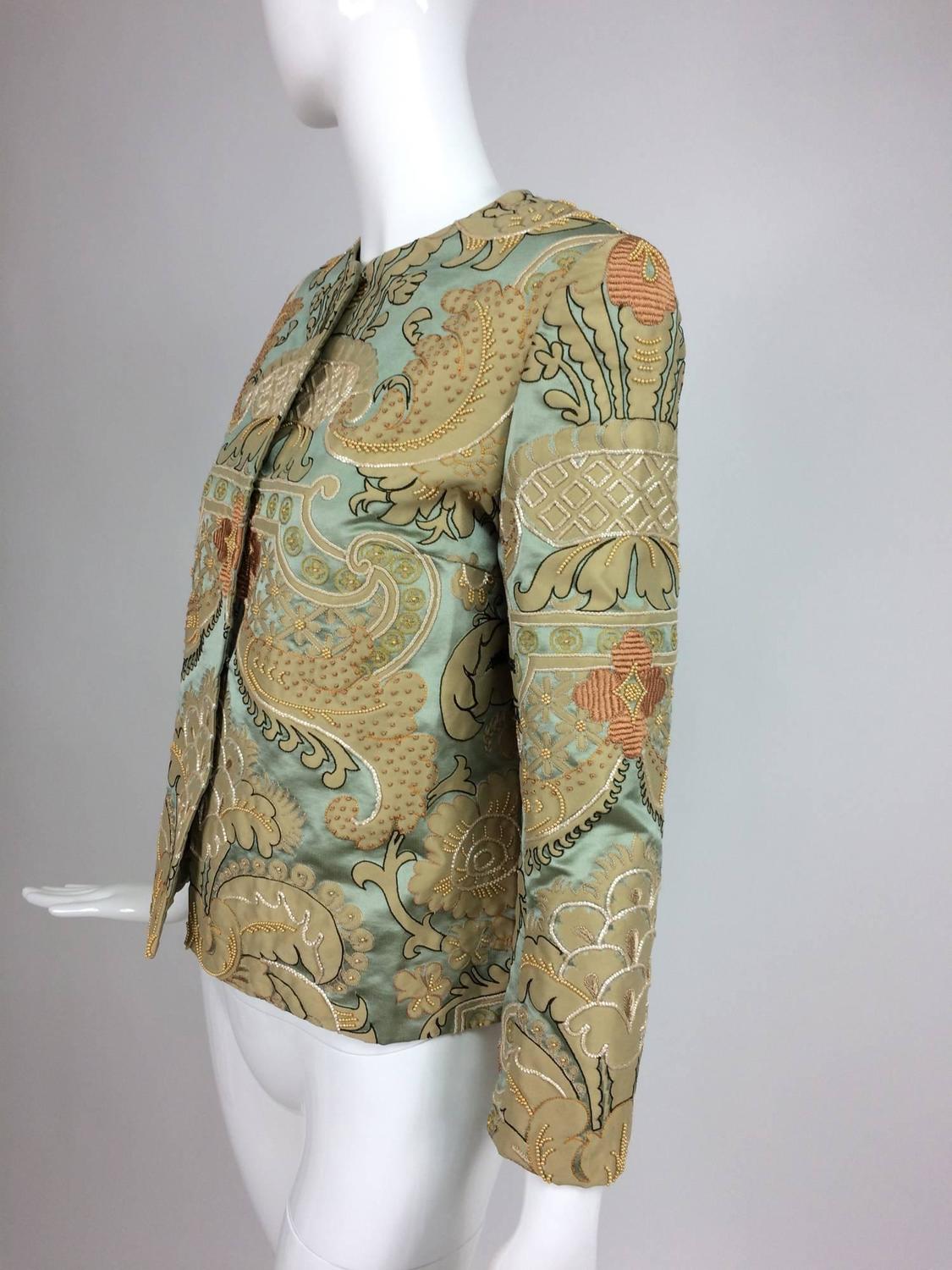 Exquisite custom made French Silk applliqued and embroidered jacket ...