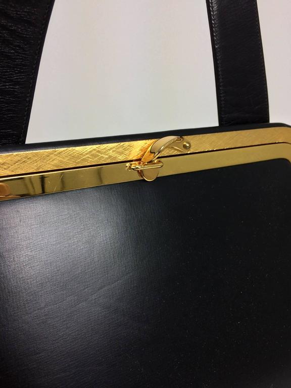 Bienen-Davis black box calf structured handbag with gold hardware 1950s ...