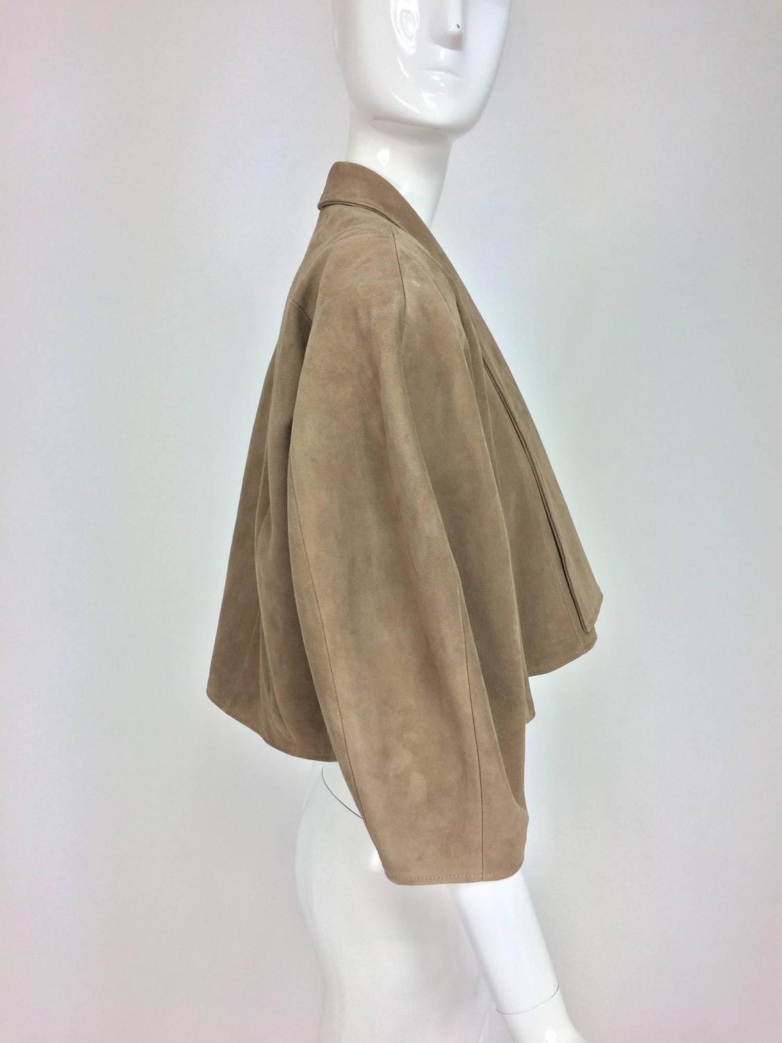 Jean-Claude Jitrois taupe suede cropped swing jacket 1980s For Sale at ...