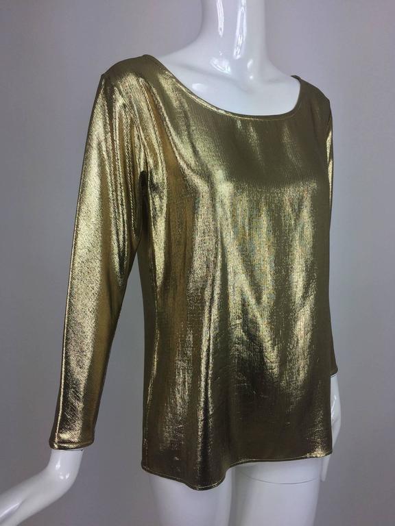 Yves St Laurent gold tissue lame evening top 1970s at 1stDibs