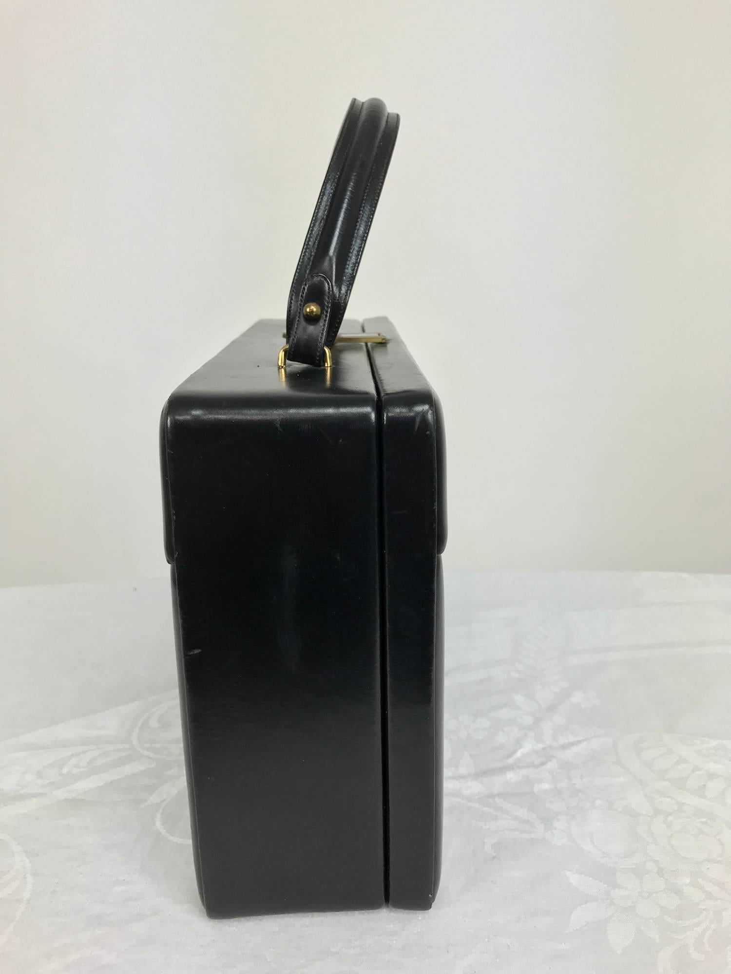 Vintage Prestige gold zodiac coin black box calf handbag 1950s For Sale ...