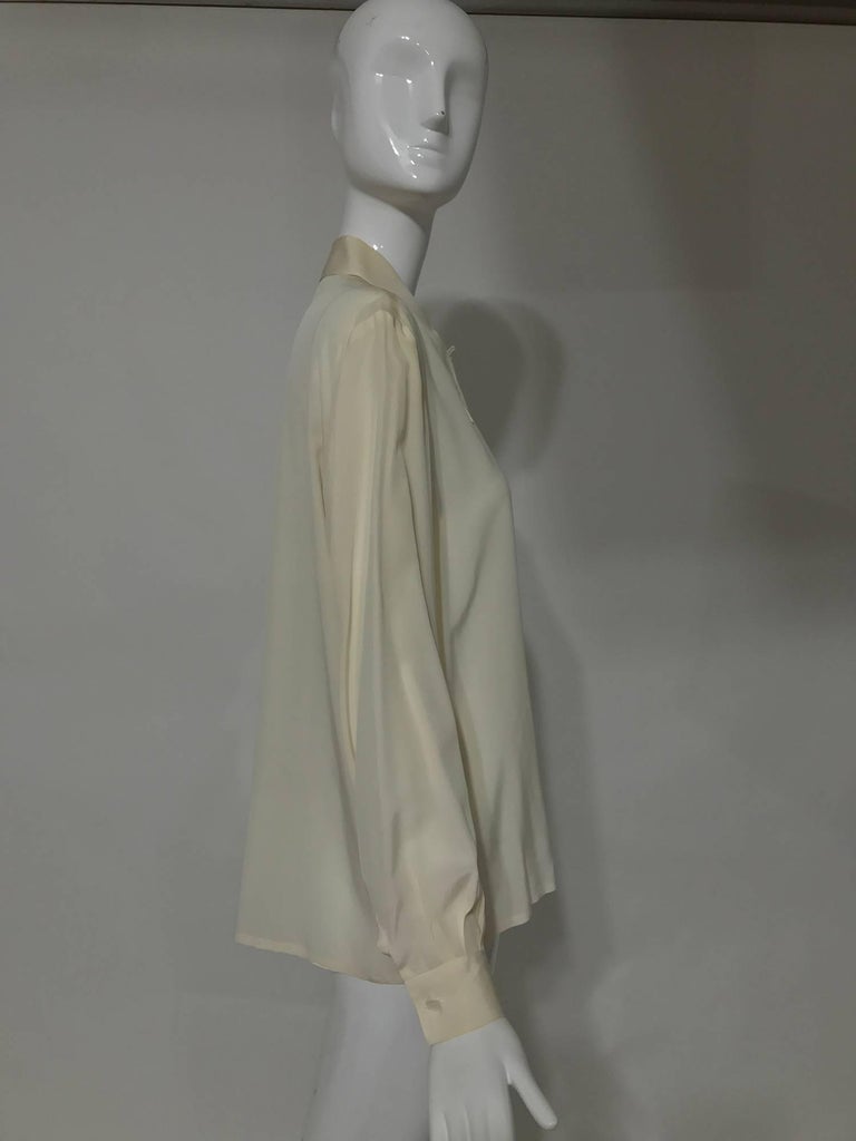 Valentino Cream Fine Silk Crepe Long Sleeve Blouse For Sale At 1stdibs