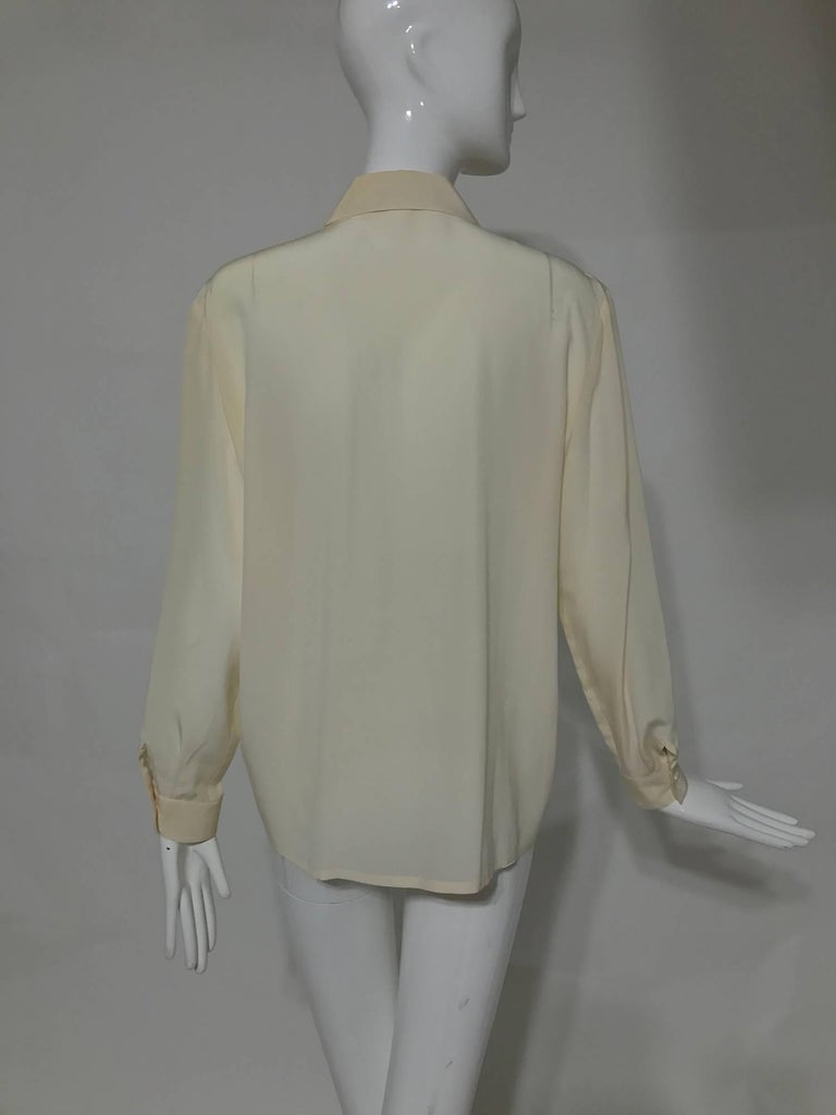 Valentino Cream Fine Silk Crepe Long Sleeve Blouse For Sale At 1stdibs