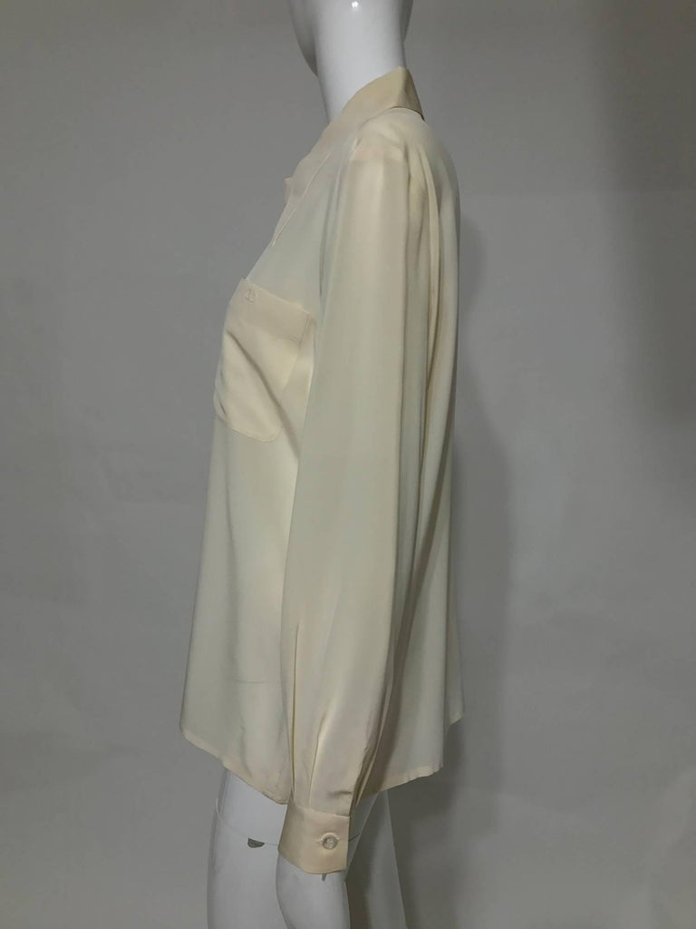 Valentino Cream Fine Silk Crepe Long Sleeve Blouse For Sale At 1stdibs