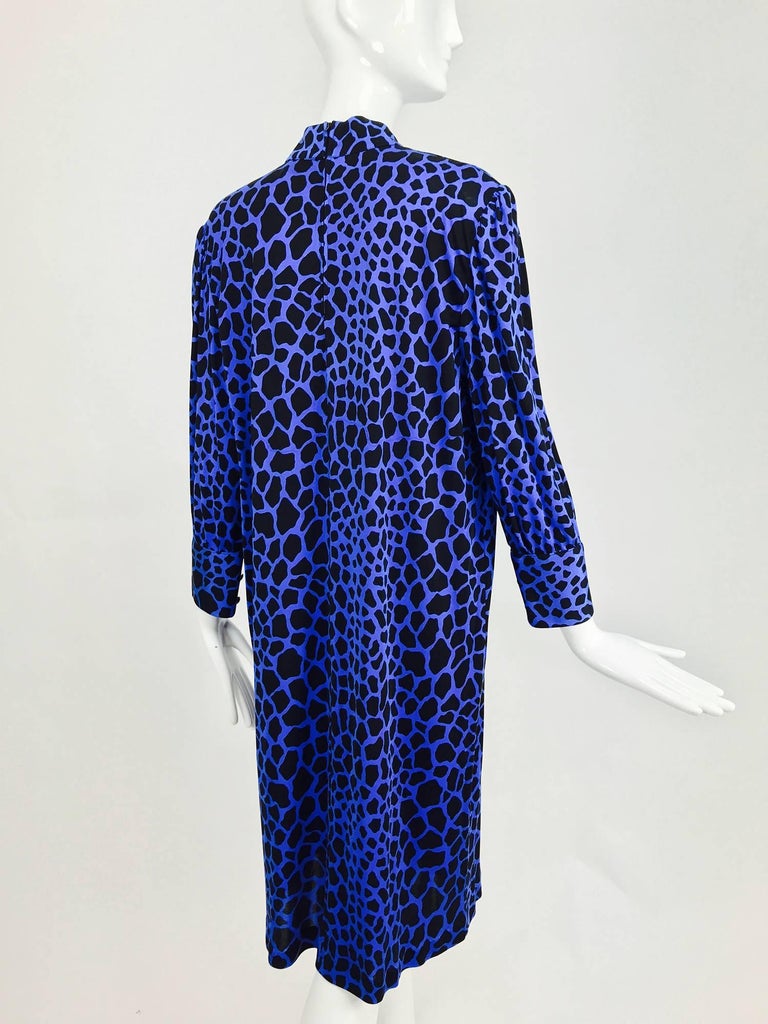Vintage Gibi, Roma silk jersey leopard spot dress in black and blue ...