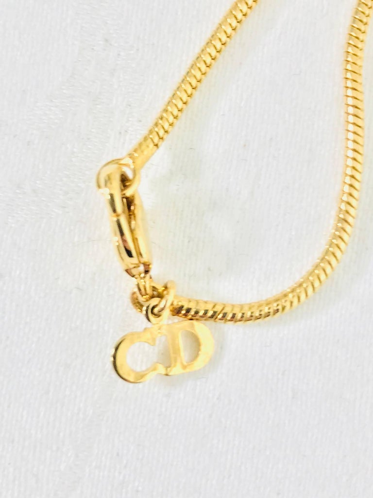 Christian Dior gold snake chain and rhinestone orb drop necklace For ...
