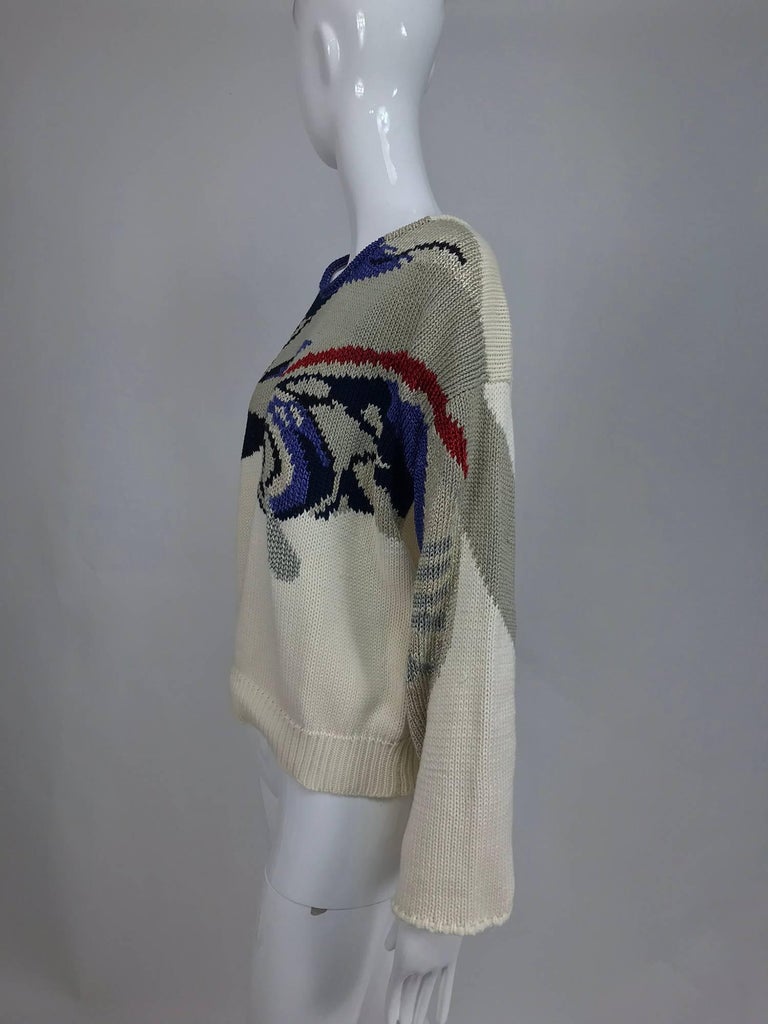 Vintage Krizia airplane knit sweater 1980s For Sale at 1stDibs
