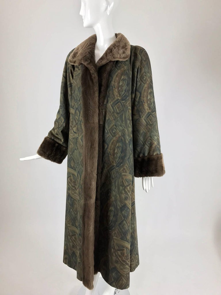 Anne Klein Reversible sheared beaver and fabric coat 1990s at 1stDibs