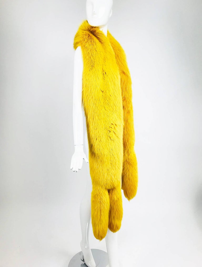 Saffron yellow fox fur stole with tails 1980s at 1stDibs | fox fur ...