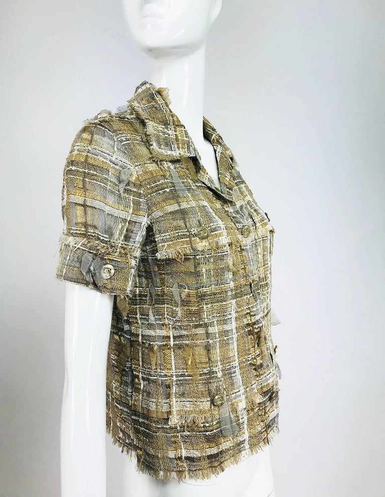 Chanel gold metallic woven ribbon short sleeve jacket 2006P For Sale at ...