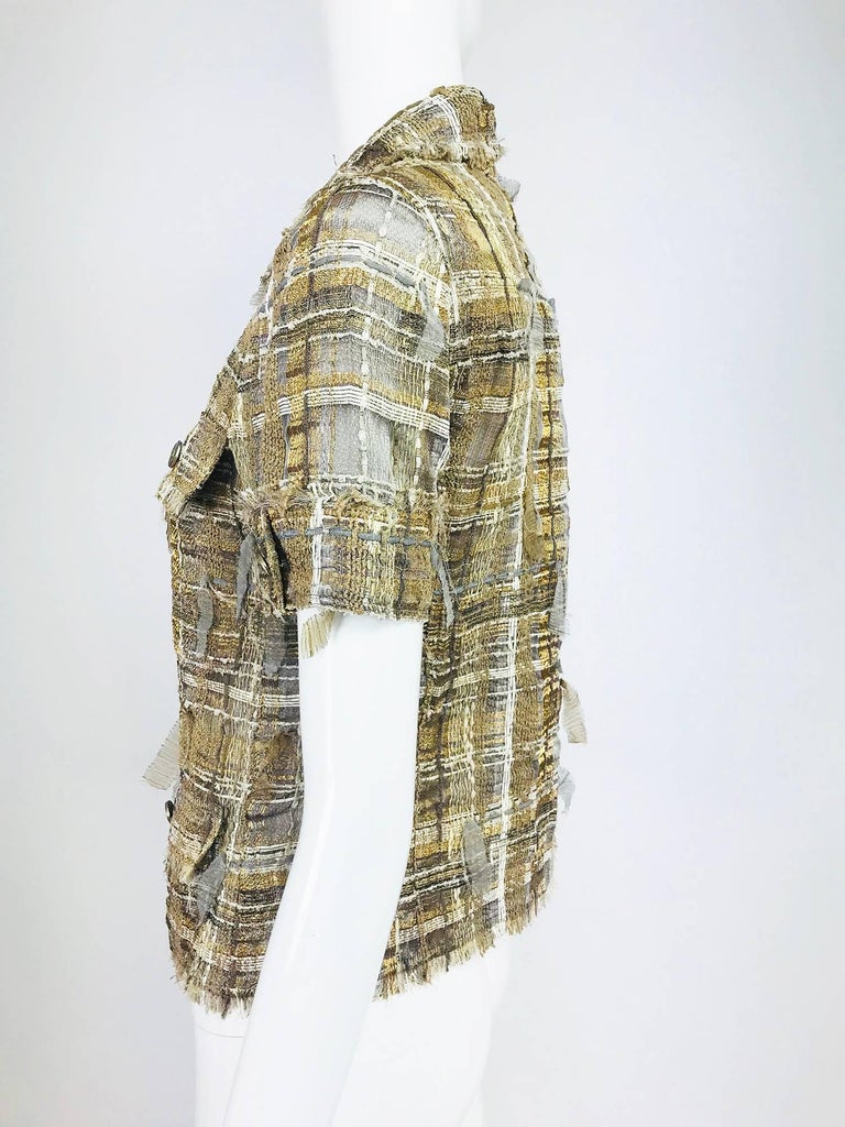 Chanel gold metallic woven ribbon short sleeve jacket 2006P For Sale at ...