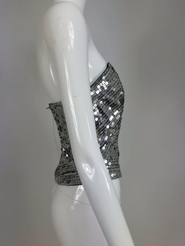 Oleg Cassini silver sequin bustier 1980s at 1stDibs