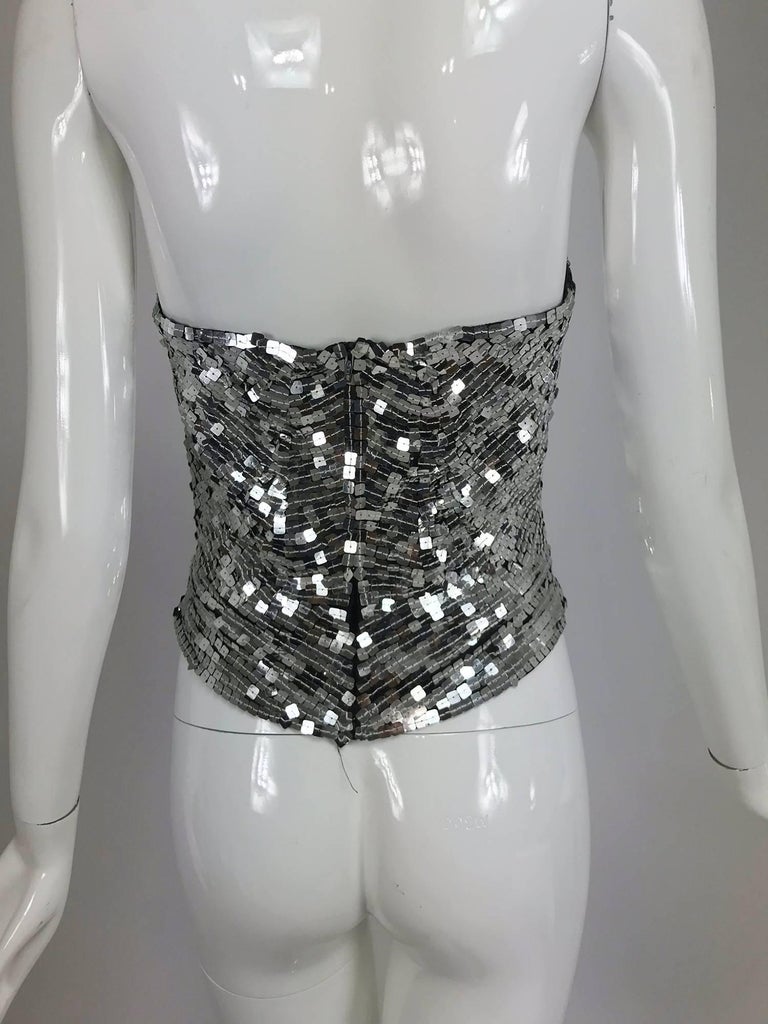 Oleg Cassini silver sequin bustier 1980s at 1stDibs