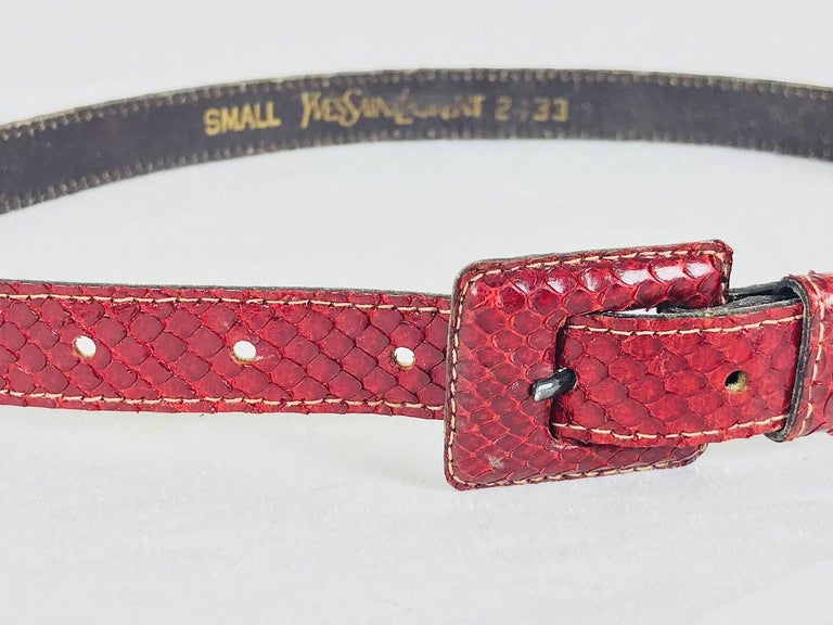 Yves Saint Laurent skinny Red snake skin belt 1970s For Sale at 1stDibs | snake belt 1970s ...