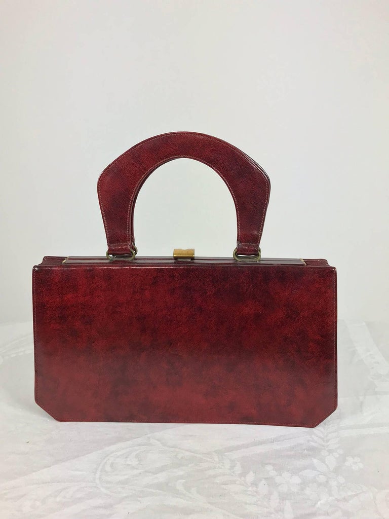 Susan Gail Original Burgundy leather accordion handbag For Sale at ...