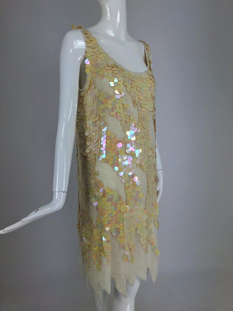 Swee Lo Beaded Iridescent Paillette 1920s flapper style dress, 1980s at ...