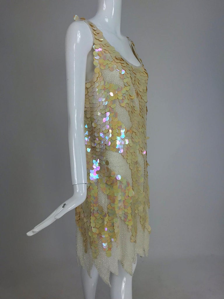 Swee Lo Beaded Iridescent Paillette 1920s flapper style dress, 1980s at ...