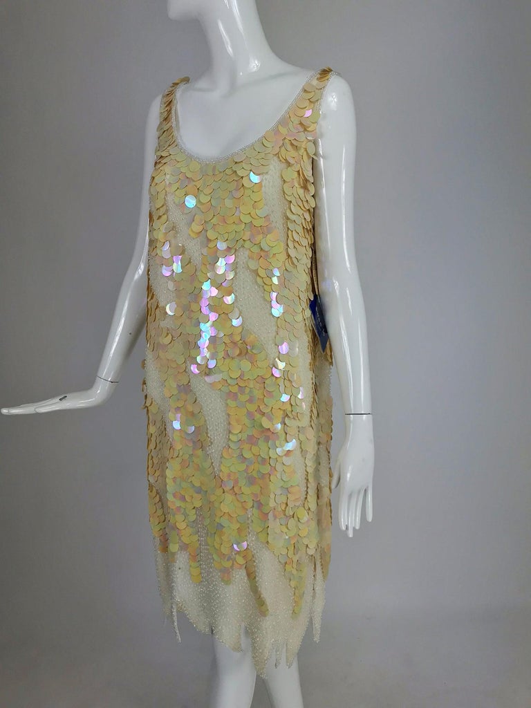 Swee Lo Beaded Iridescent Paillette 1920s flapper style dress, 1980s at ...