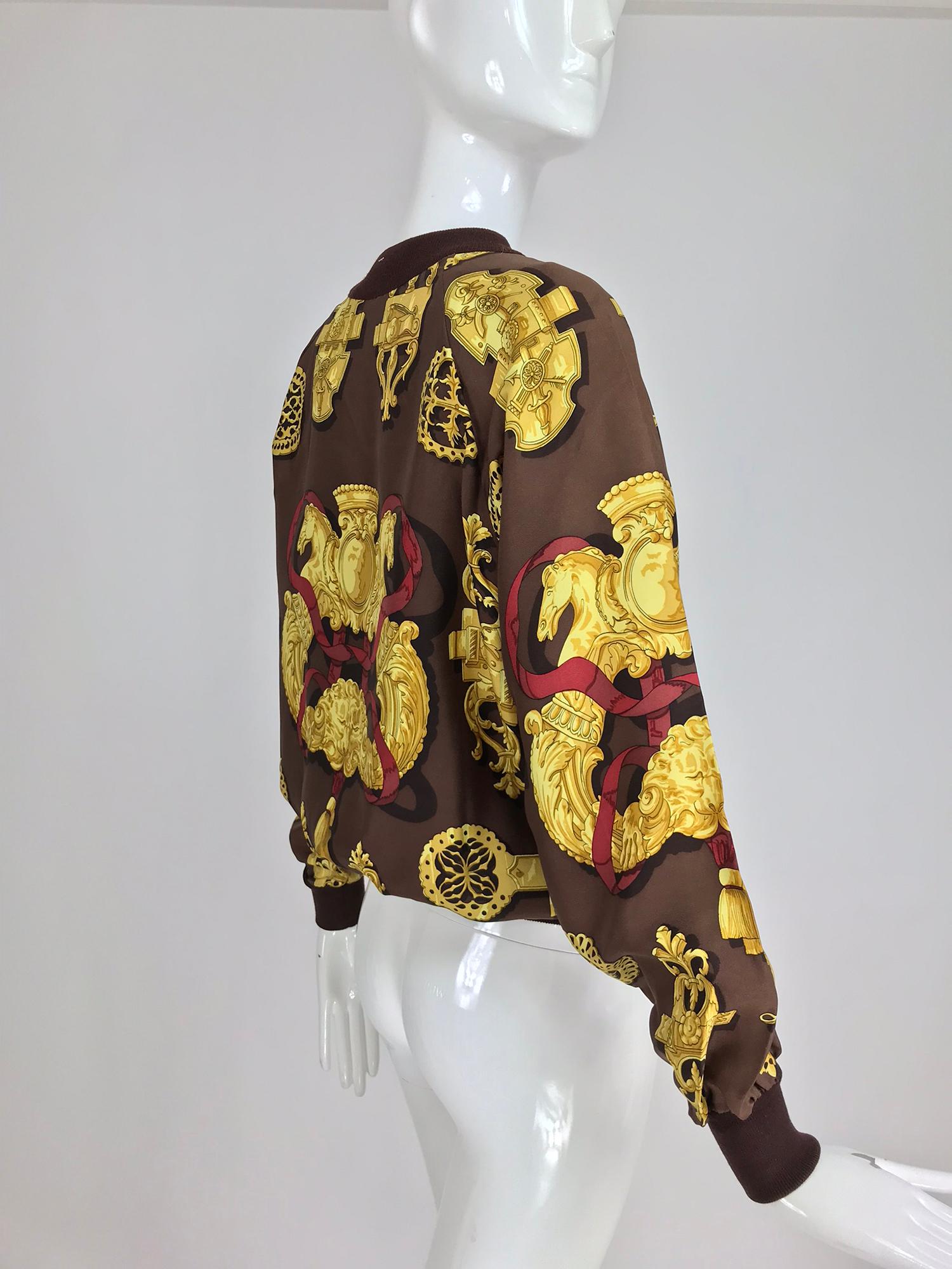 Hermes Ferronnerie Silk Twill Wool Knit Trim Shirt Sweater Caty Latham ...