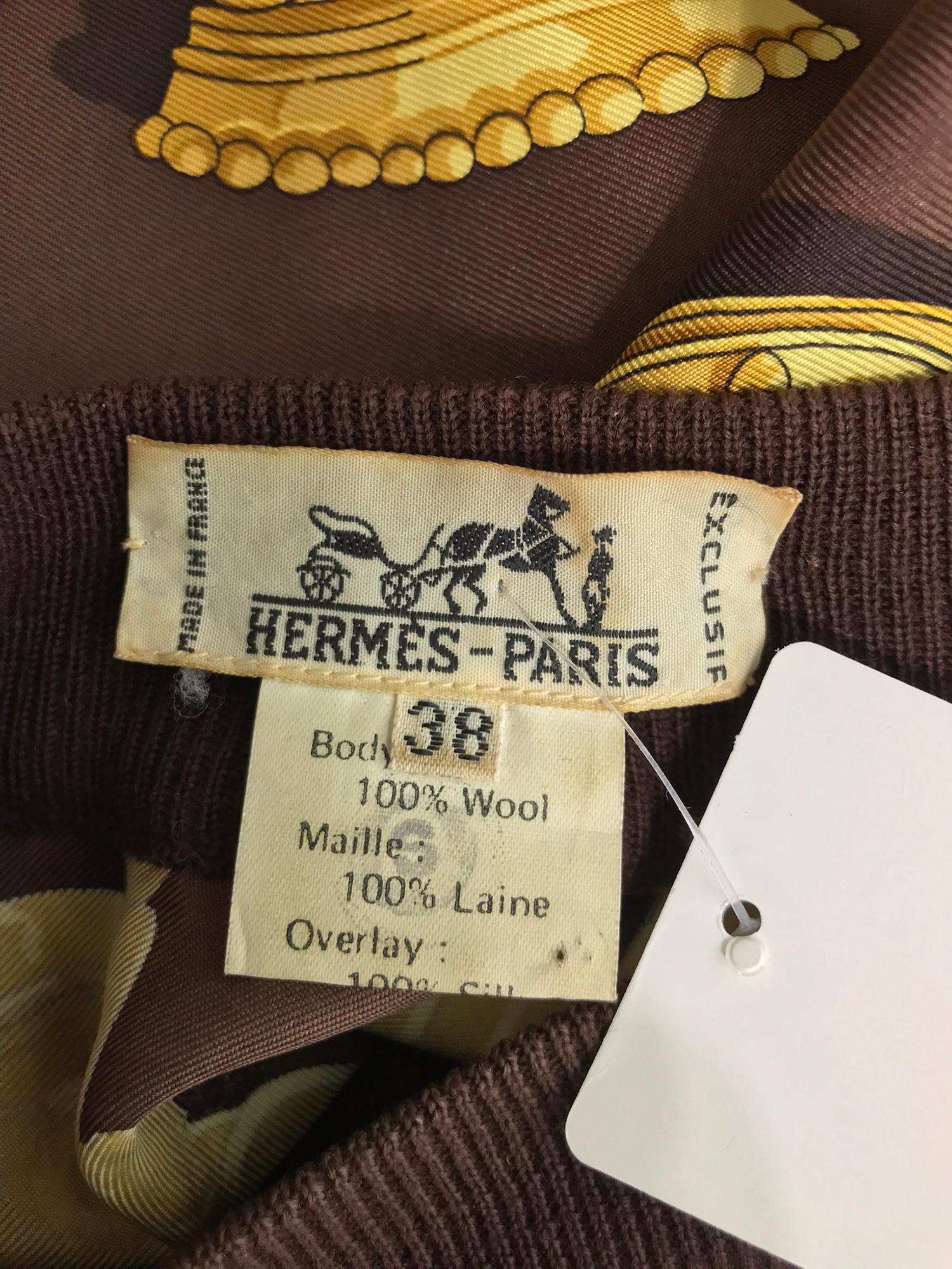 Hermes Ferronnerie Silk Twill Wool Knit Trim Shirt Sweater Caty Latham ...