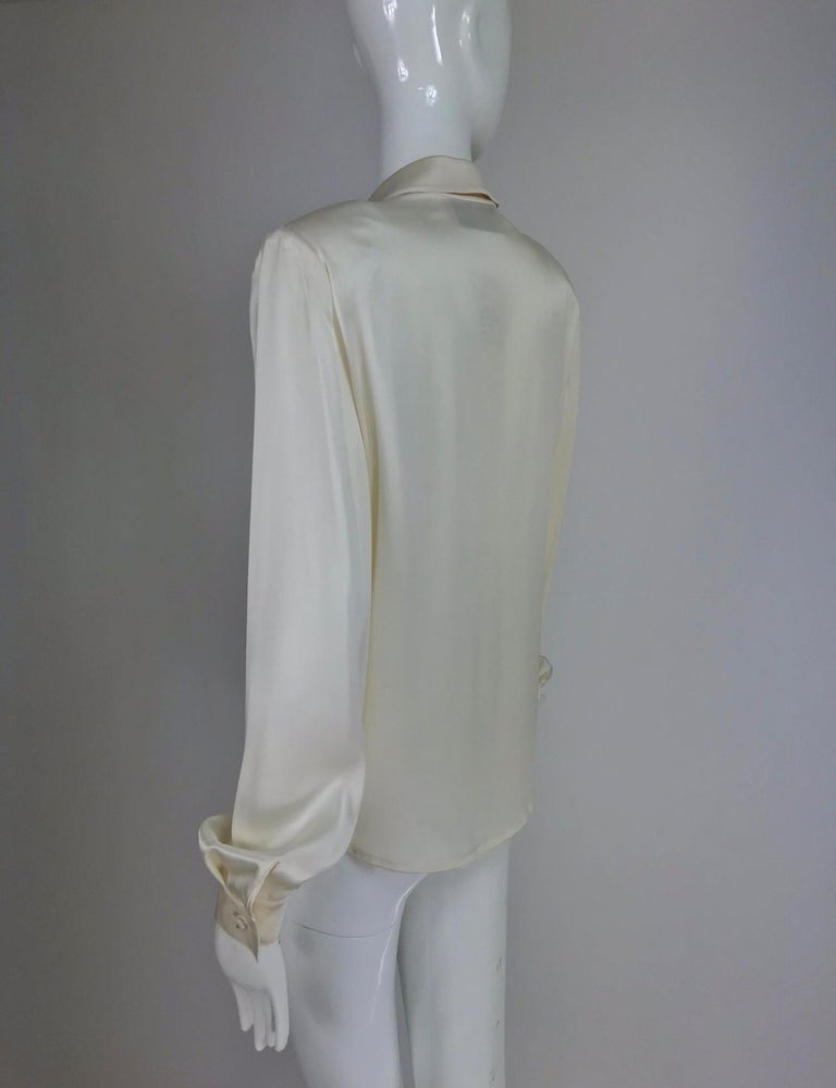 Valentino Cream Silk Satin Embroidered Blouse At 1stdibs
