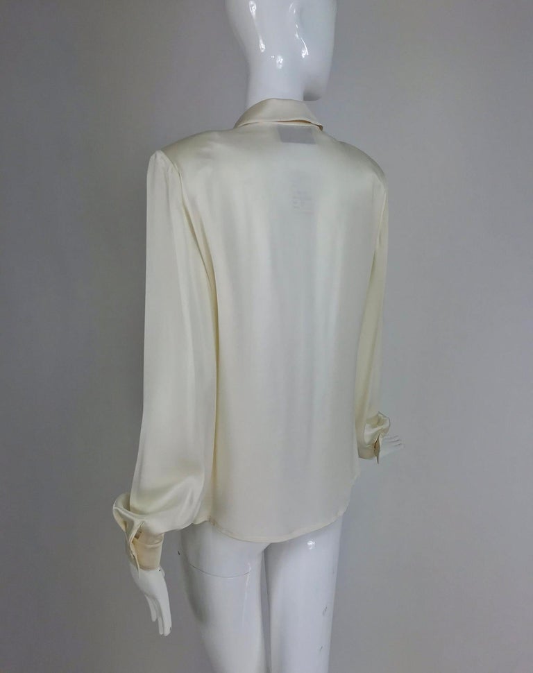 Valentino Cream Silk Satin Embroidered Blouse At 1stdibs