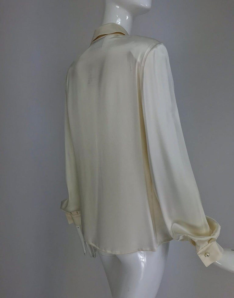 Valentino Cream Silk Satin Embroidered Blouse For Sale At 1stdibs