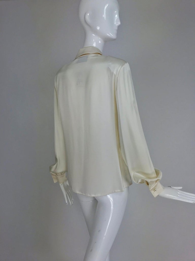 Valentino Cream Silk Satin Embroidered Blouse At 1stdibs