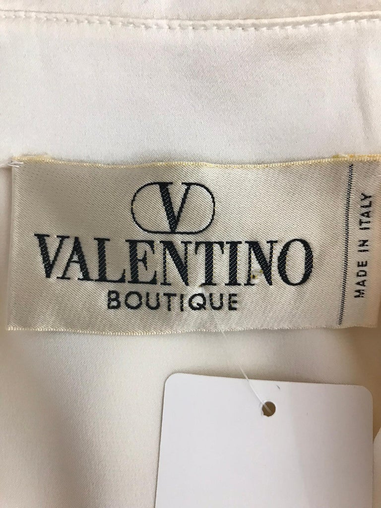 Valentino Cream Silk Satin Embroidered Blouse At 1stdibs