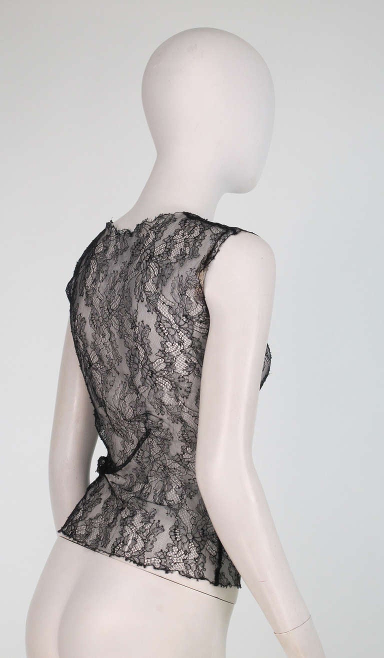 Chanel black Chantilly lace sleeveless top 2004A For Sale at 1stDibs ...