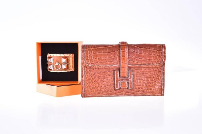 Hermes Jige Mini 20cm Matte Fauve Crocodile Niloticus Clutch Pochette ...