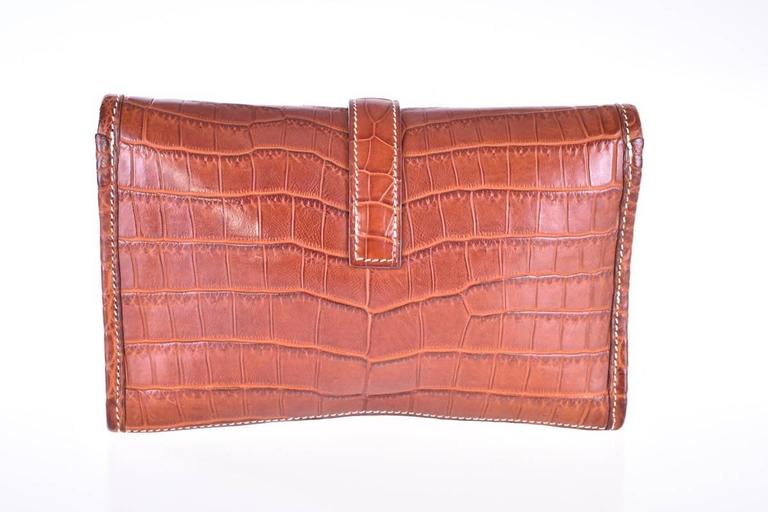 Hermes Jige Mini 20cm Matte Fauve Crocodile Niloticus Clutch Pochette ...