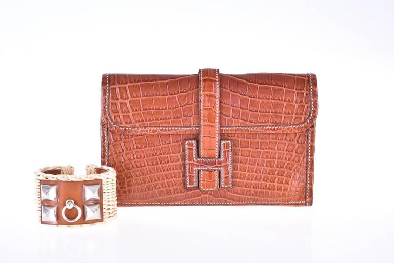 Hermes Jige Mini 20cm Matte Fauve Crocodile Niloticus Clutch Pochette ...