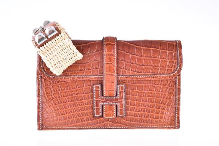 Hermes Jige Mini 20cm Matte Fauve Crocodile Niloticus Clutch Pochette ...