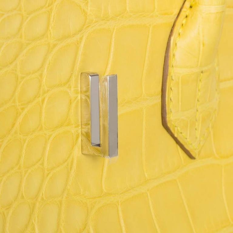 Hermes 35CM Birkin Mimosa Matte Alligator Palladium JaneFinds For Sale ...