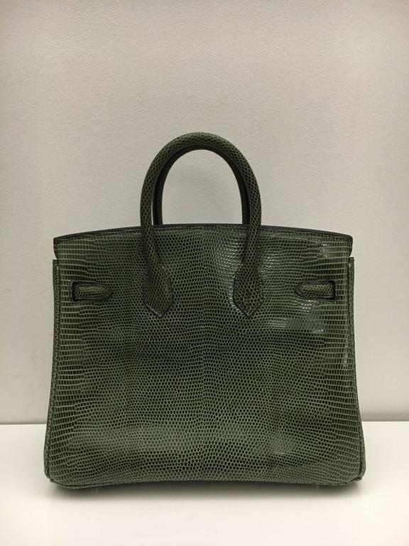 BRAND NEW Birkin 25 Verte Olive Lizard PHW For Sale at 1stDibs