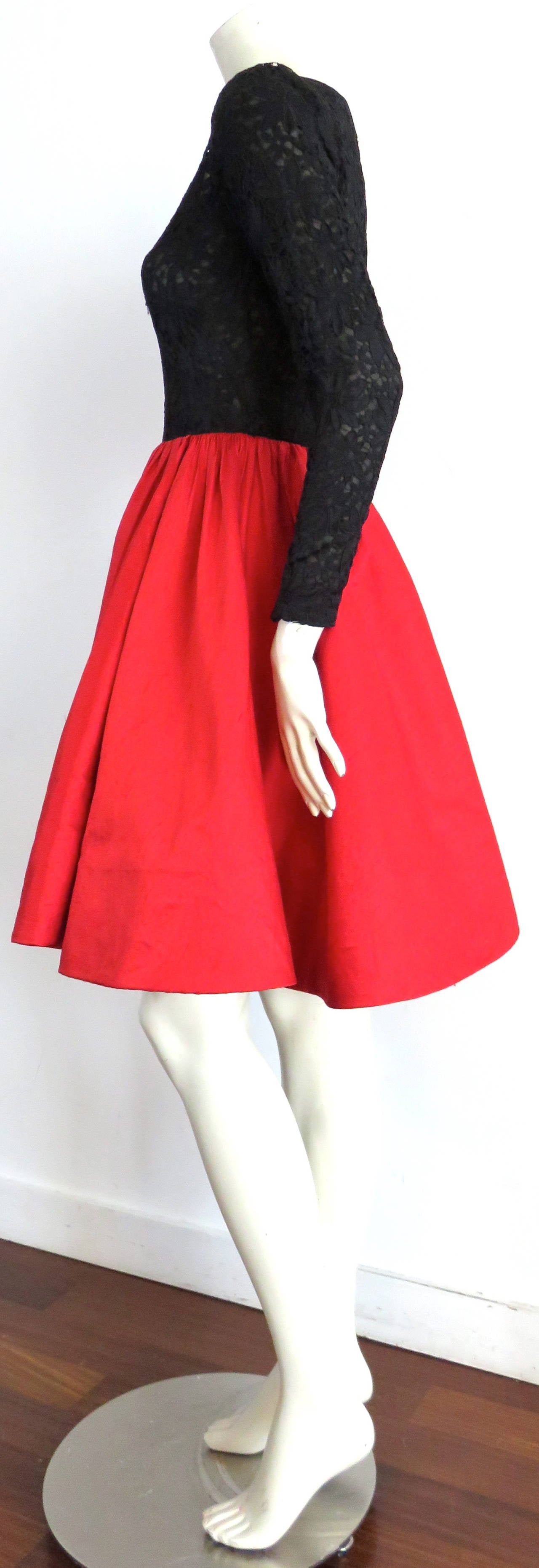 1990'S YVES SAINT LAURENT YSL Lace and Dupioni silk cocktail dress For ...