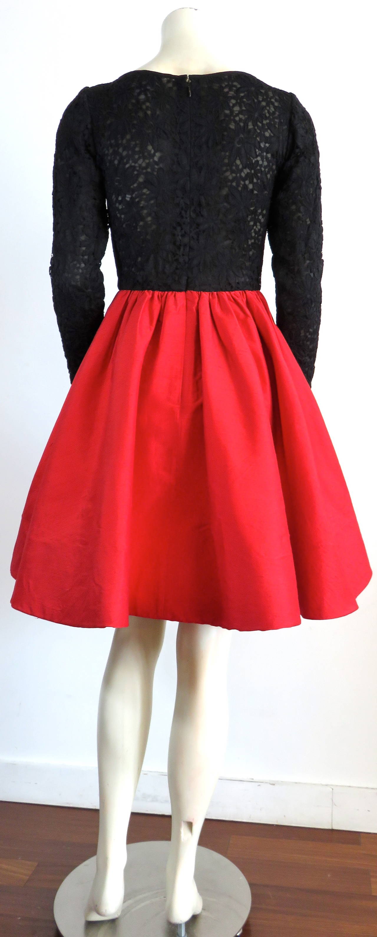 1990'S YVES SAINT LAURENT YSL Lace and Dupioni silk cocktail dress For ...