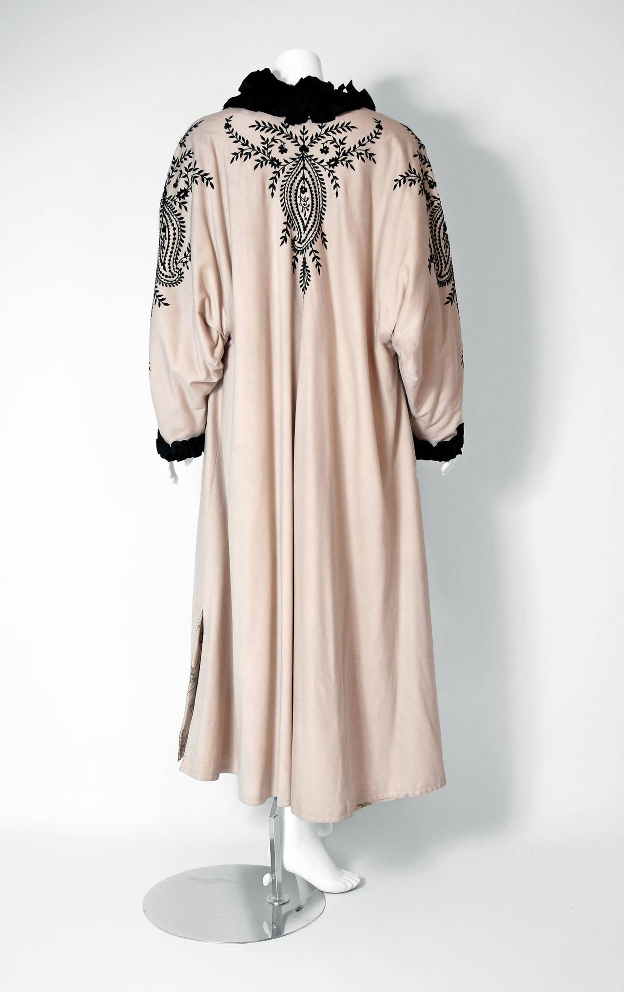 1910's Edwardian Actress Owned Ivory-Creme Embroidered Wool Opera Coat ...