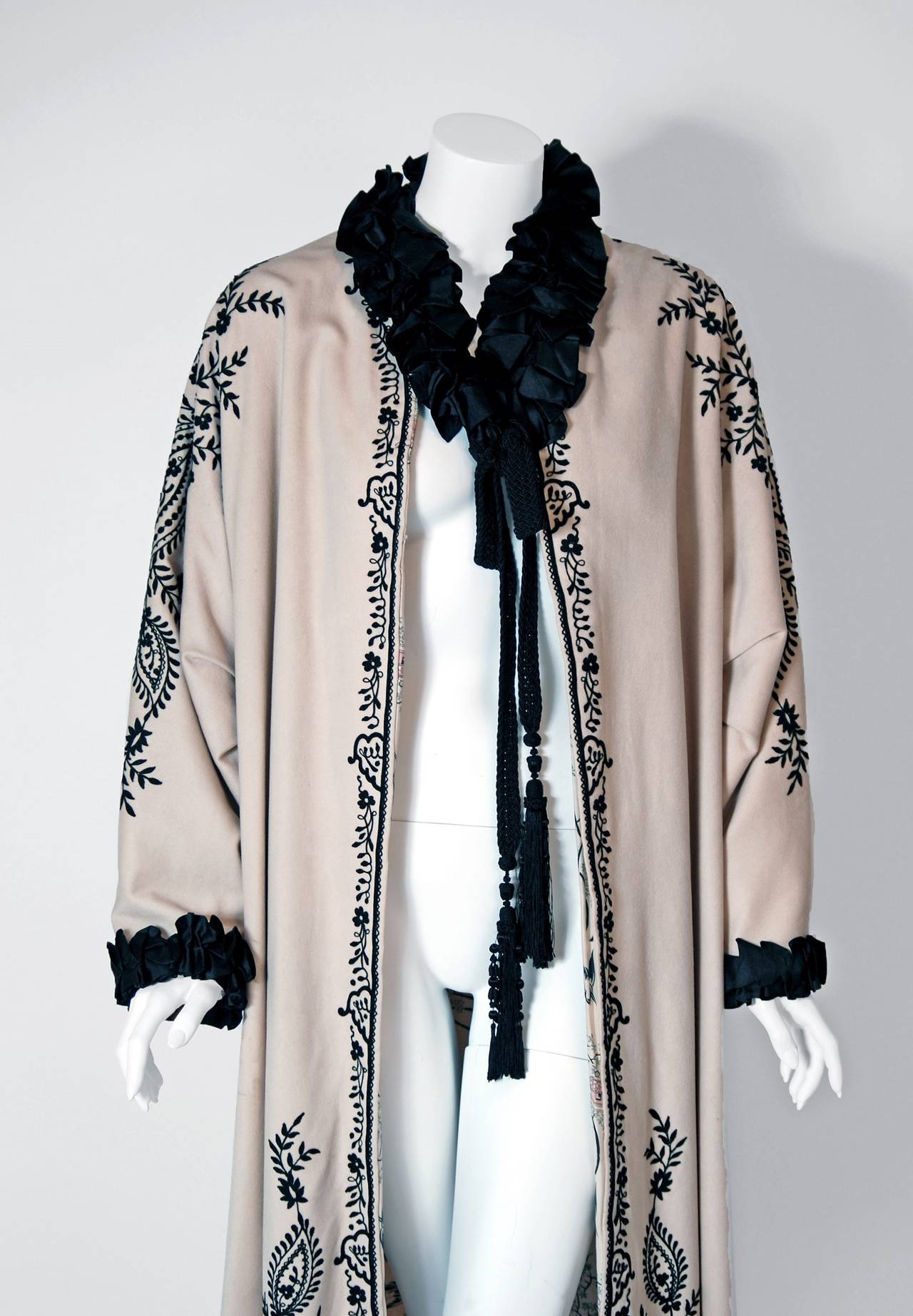 1910's Edwardian Actress Owned Ivory-Creme Embroidered Wool Opera Coat ...